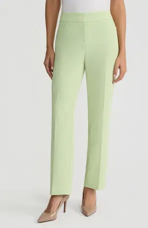 KASPER Slim Leg Trousers - Celery