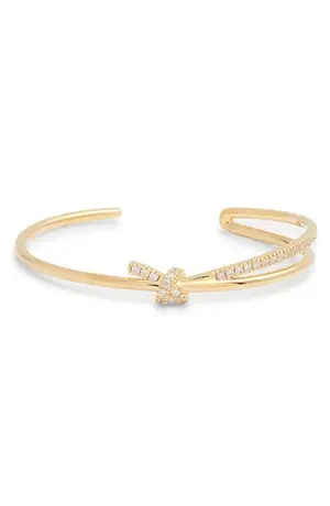 Nordstrom Knotted Cubic Zirconia Cuff - Clear- Gold