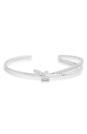 Nordstrom Knotted Cubic Zirconia Cuff - Clear- Silver