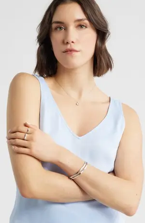Nordstrom Cubic Zirconia Baguette Ring Set - Clear- Silver