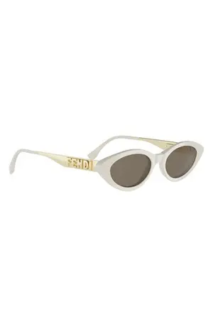 Fendi Graphy 51mm Cat Eye Sunglasses - Ivory/brown