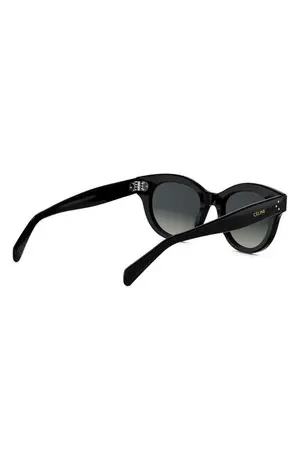 Celine 3 Dots 51mm Round Sunglasses - Shiny Black/gradient Smoke