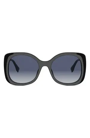 Fendi Graphy 55mm Gradient Square Sunglasses - Shiny Black/gradient Blue