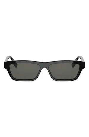 Fendi Ff Squared 55mm Cat Eye Sunglasses - Shiny Black/smoke