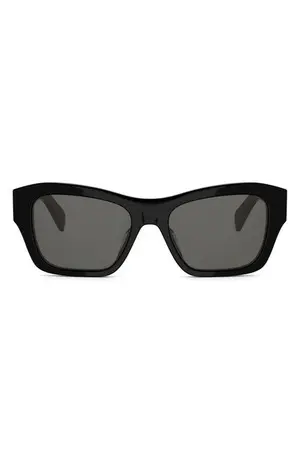 Celine Triomphe 54mm Butterfly Sunglasses - Shiny Black/smoke