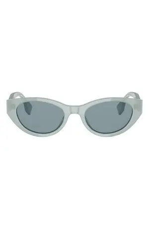 Fendi Lettering 51mm Oval Sunglasses - Light Green/other/blue