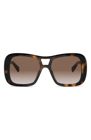 Celine Triomphe 55mm Gradient Pilot Sunglasses Blonde Havana/gradient Brown
