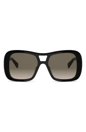 Celine Triomphe 55mm Gradient Pilot Sunglasses Shiny Black/gradient Brown