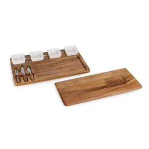 TOSCANA Picada Tapas & Cheese Board Set With Dip Bowls - Acacia Wood