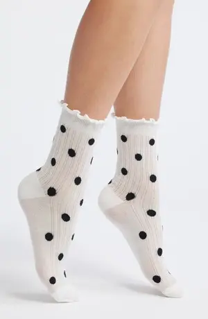 CASA CLARA Claire Polka Dot Ankle Socks - White