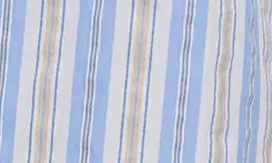 Foxcroft Therese Stripe Button Back Cotton Seersucker Popover Shirt - Blue Multi