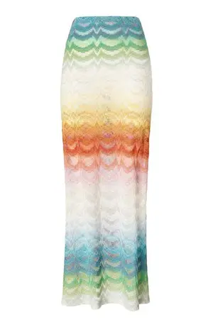 Missoni Long Skirt In Shaded Lamé Viscose With Slit - Multicoloured