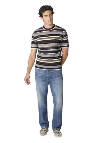 Missoni Striped Crew-neck Cotton T-shirt With Embroidered Logo Lettering - Beige& Grey