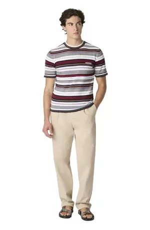 Missoni Striped Crew-neck Cotton T-shirt With Embroidered Logo Lettering