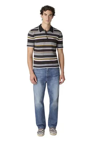 Missoni Striped Cotton Polo Shirt With Embroidered Logo Lettering - Red Multi