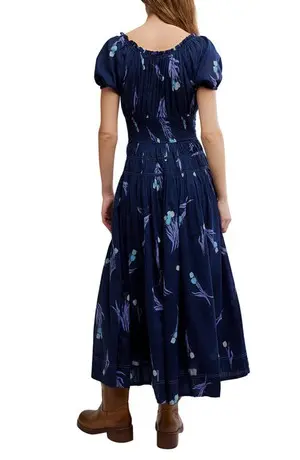 Free People Complete Me Cotton Midi Dress - Navy Combo