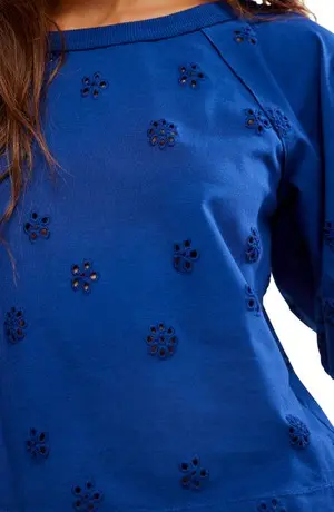 Free People Jessie Eyelet Puff Sleeve Top