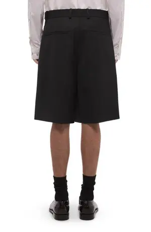 Helmut Lang Gab Pleated Wool Shorts