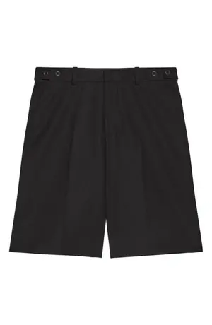 Helmut Lang Gab Pleated Wool Shorts