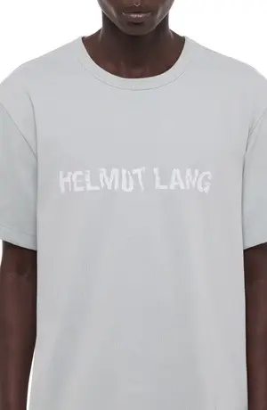 Helmut Lang Crumpled Logo Graphic T-shirt - Aqua Gray