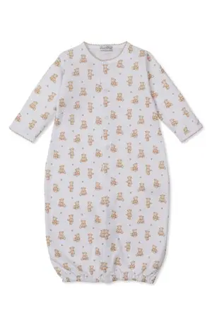 KISSY KISSY Teddy Bear Print Convertible Pima Cotton Gown
