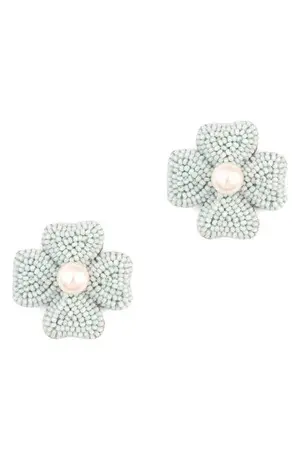 Deepa Gurnani Liora Beaded Flower Drop Earrings - Baby Blue