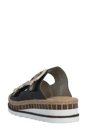 RIEKER Regina Slide Sandal - Schwarz/beige