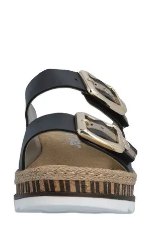 RIEKER Regina Slide Sandal - Schwarz/beige