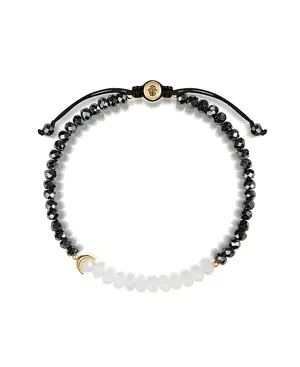 KARMA AND LUCK Moon Hematite Moonstone Luck Bracelet - Grey/white/gold