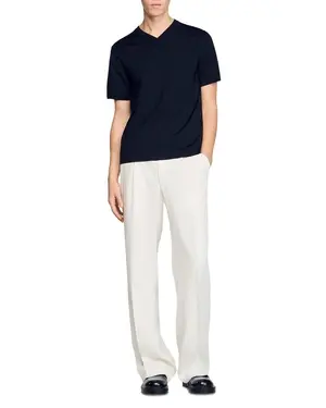 Sandro Pablo Short Sleeve V Neck Shirt - Black