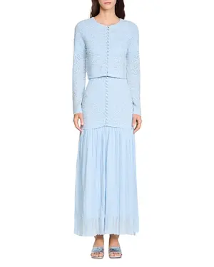 Sandro Cropped Pearl Cardigan - Sky Blue