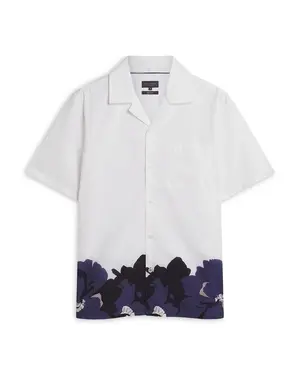 Ted Baker London Biscarn Floral Print Relaxed Fit Short Sleeve Shirt - White