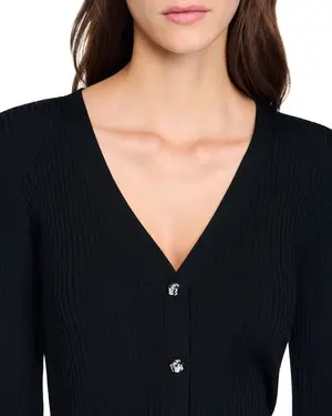 Sandro Ribbed Knit Cardigan