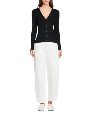 Sandro Ribbed Knit Cardigan