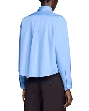 Sandro Julianna Cropped Logo Shirt