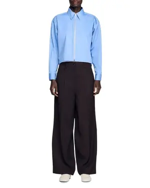 Sandro Julianna Cropped Logo Shirt