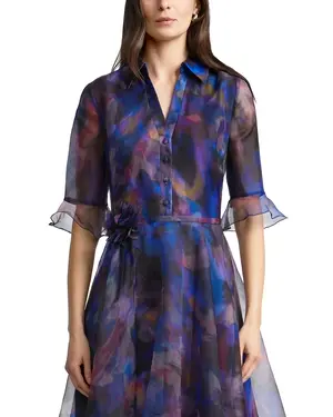 Theia Printed Shirt Dress - Shadow Aurora