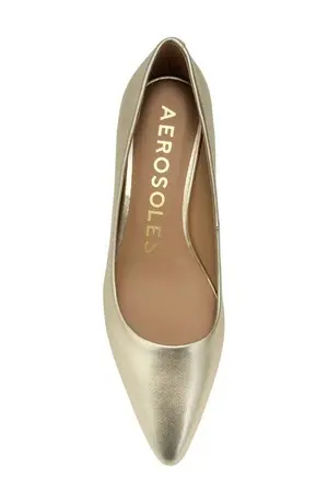 Aerosoles Rana Kitten Heel Pump - Soft Gold