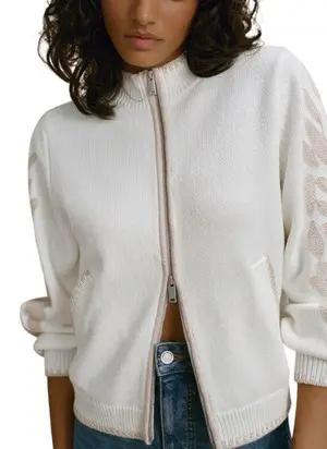 Mint Velvet Cotton Blend Embroidered Zip-up Cardigan
