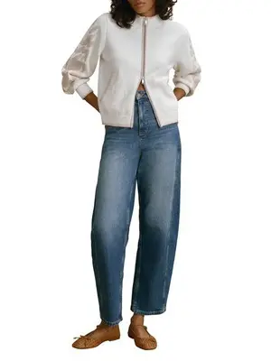 Mint Velvet Cotton Blend Embroidered Zip-up Cardigan