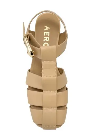 Aerosoles Platform Block Heel Sandal - Beige Bisque