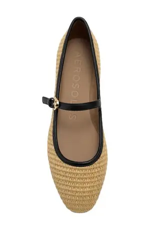 Aerosoles Annette Mary Jane Flat - Natural/black Basket Raffia