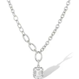 RETRO CHIC Crystal Lava Necklace - Crystal Clear