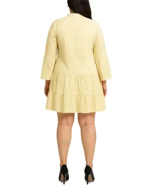 STANDARDS & PRACTICES Plus Eyelet Tiered Dress With Bell Sleeves