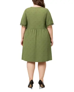 STANDARDS & PRACTICES Plus Tied Neck Tassel Mini Dress