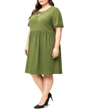 STANDARDS & PRACTICES Plus Tied Neck Tassel Mini Dress