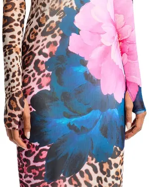 AFRM Shailene Printed Midi Dress - Animal Block Peony