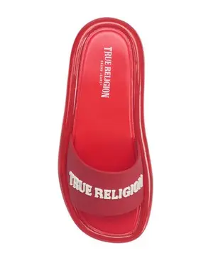True Religion Logo Strap Jelly Slide - Red