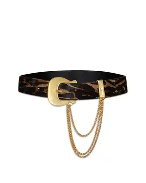 Johanna Ortiz Leopard Print Leather Belt - Leopard/gold