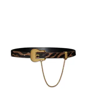 Johanna Ortiz Leopard Print Leather Belt - Leopard/gold